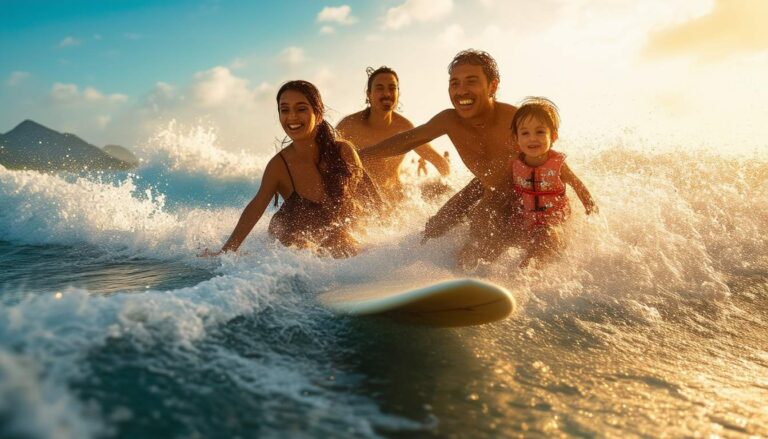 Découvre le surf en famille à Bali: guide complet